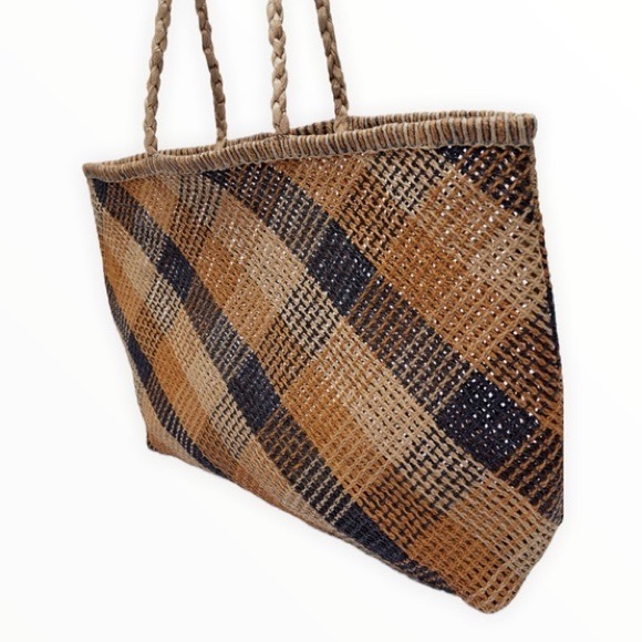 Zara | Bags | Zara Hazelnut Brown Plaid Woven Tote Bag | Poshmark